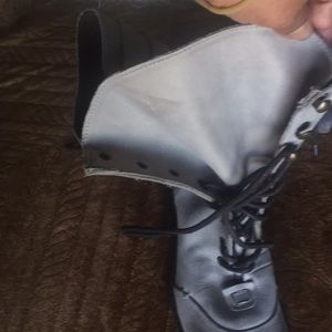 Manas | Shoes | Manas Gray Leather Boots Nwob | Poshmark